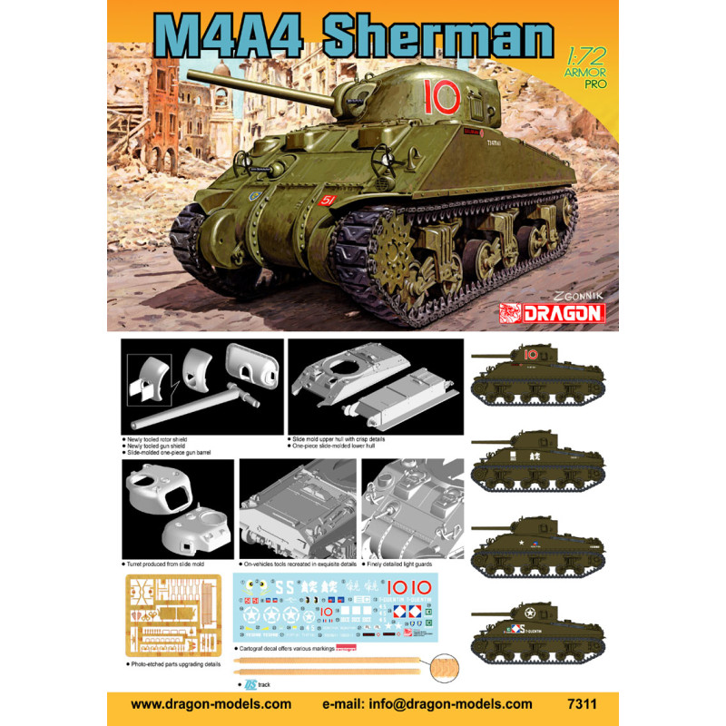 Maquette M4A4 SHERMAN 1/72 DRAGON