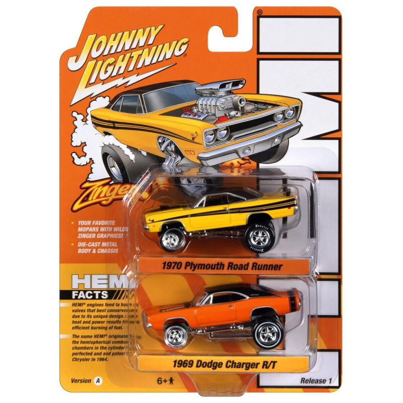 Miniature COFFRET PLYMOUTH ROAD RUNNER 1970 + DODGE CHARGER R/T 1969 1/ ...